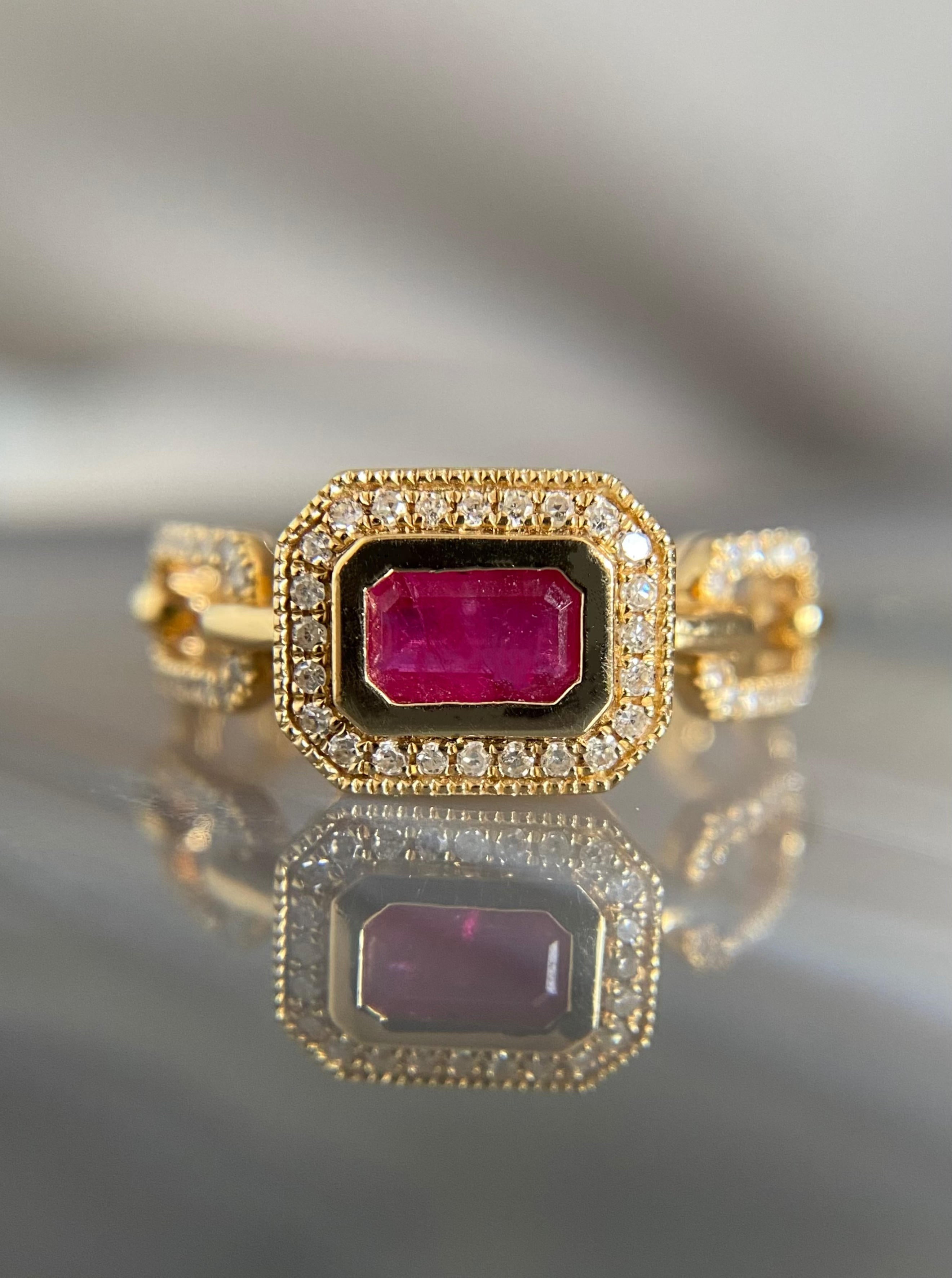 East West Ruby Bezel Ring – Bao Bae Jewelry
